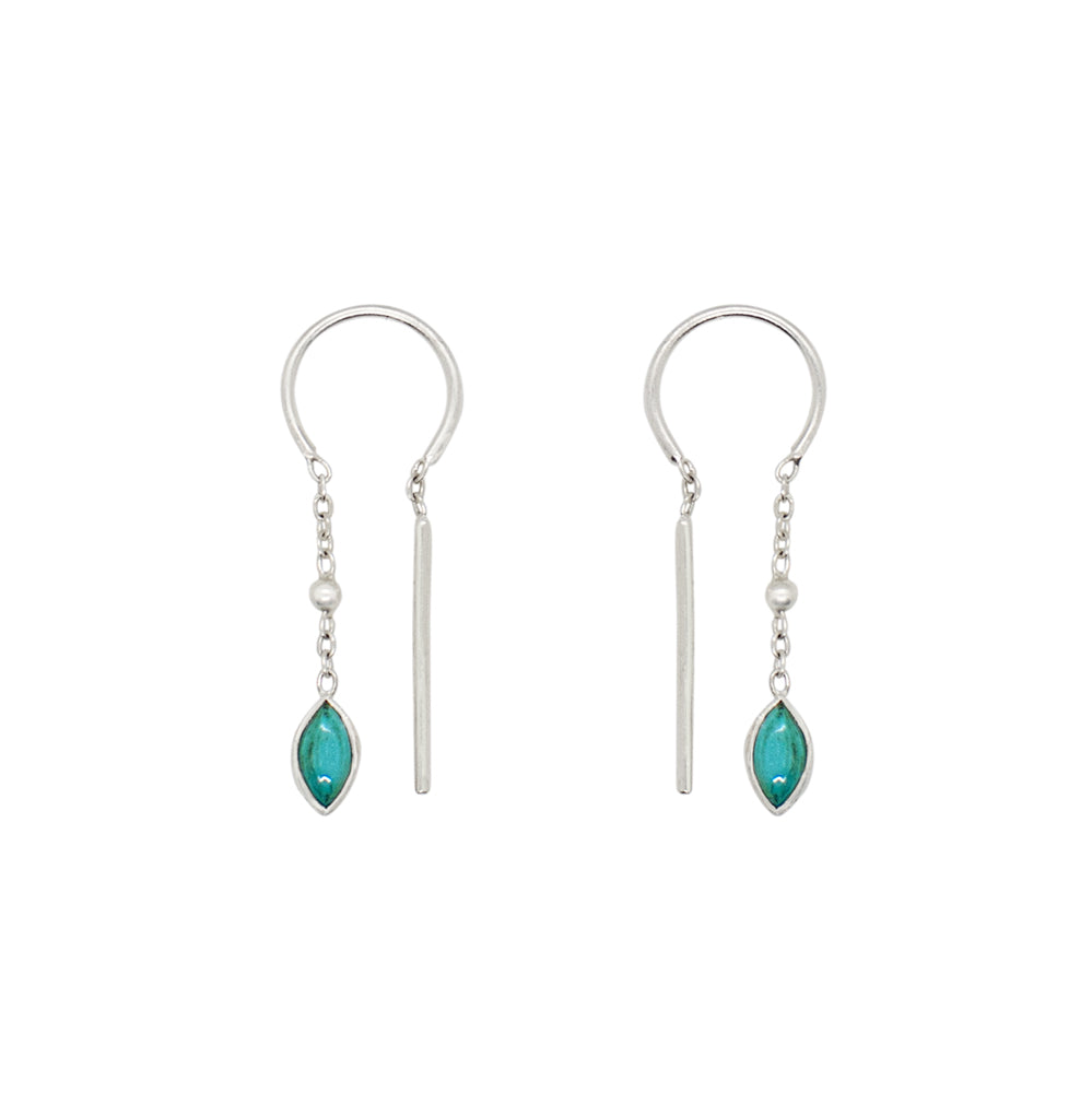 Bezeled Stone Dancer Threaders in Turquoise - Bottom Stone | Available