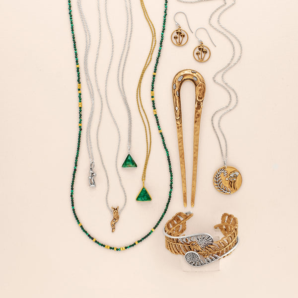 Triad Necklace in Emerald & Gold